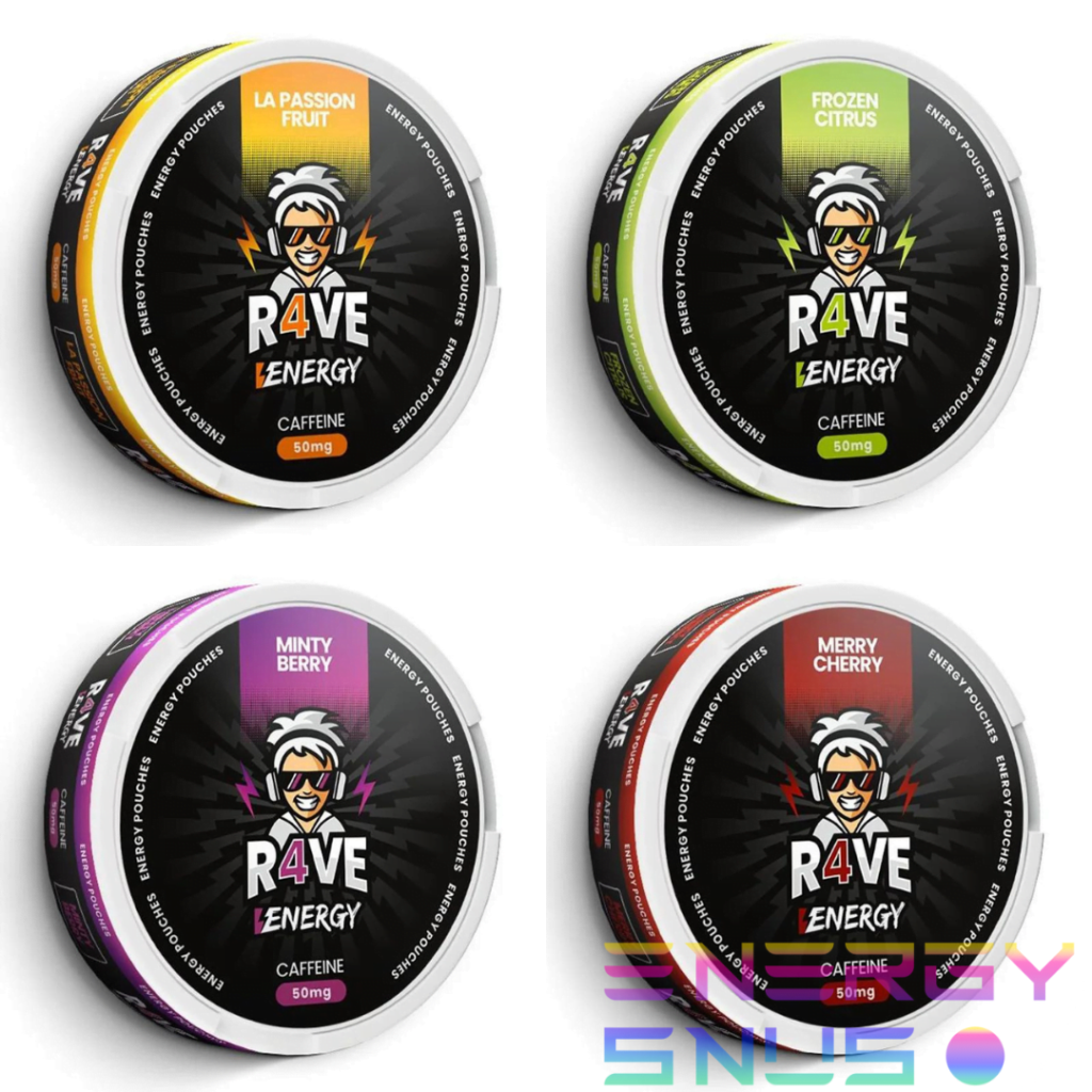 R4VE Energy Pouches Mega 4 Mixpack - Energy Snus Shop